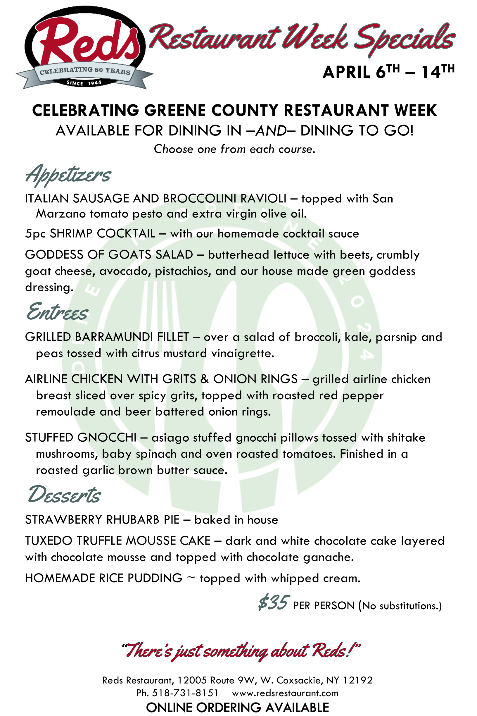 Red's Restaurant | Fresh Seafood & Wine Bar in Coxsackie, NY - Reds ...